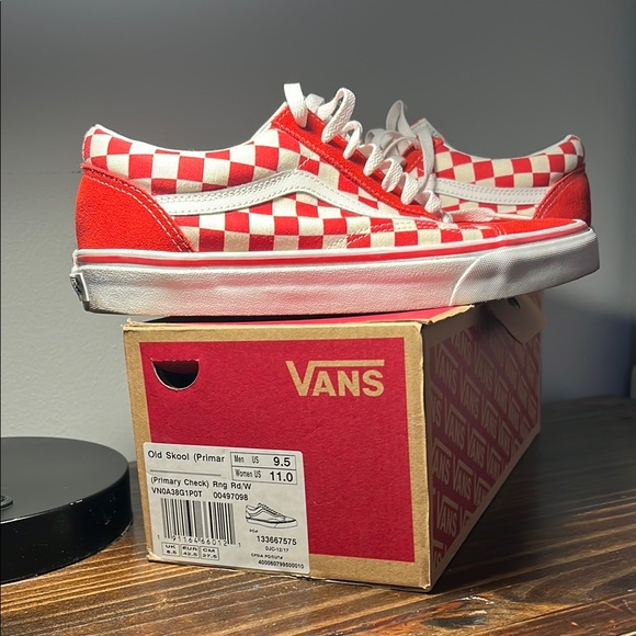 Vans | Shoes | Vans Red And White Checkered Sneakersold Skool Primary ...
